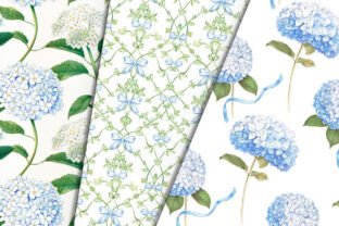 Blue Hydrangea Floral Digital Paper Graphic by Petite Meadow · Creative ...