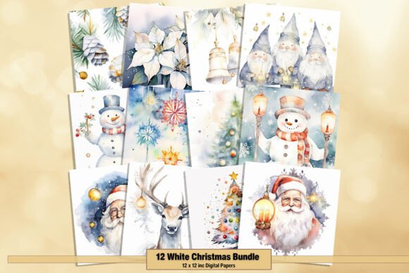 White Christmas Bundle Digital Papers Graphic by artisticwayco ...