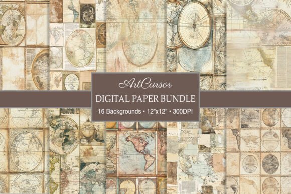 Seamless Vintage World Map Digital Paper Graphic by ArtCursor ...