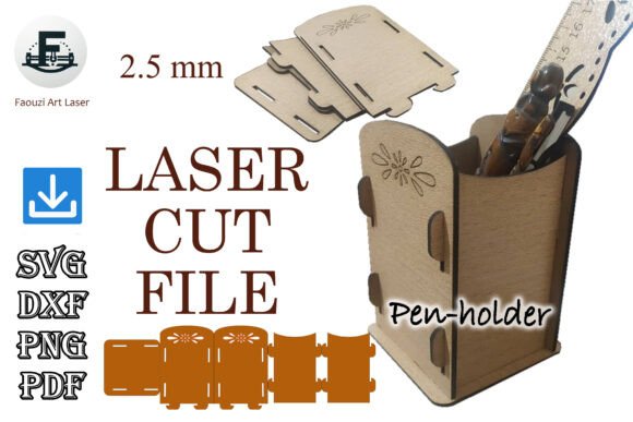 Personalized Pen Holder Laser Cut Files · Creative Fabrica