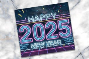Neon Happy New Year 2025 Sublimation Graphic by TeeBundle · Creative ...