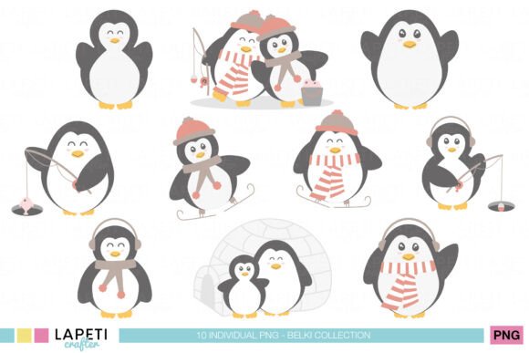 Winter Penguin Clipart | Digital Sticker Graphic by lapeticrafter ...