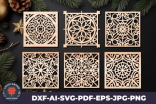 Wood Laser Cut Coasters Design Ornament · Creative Fabrica