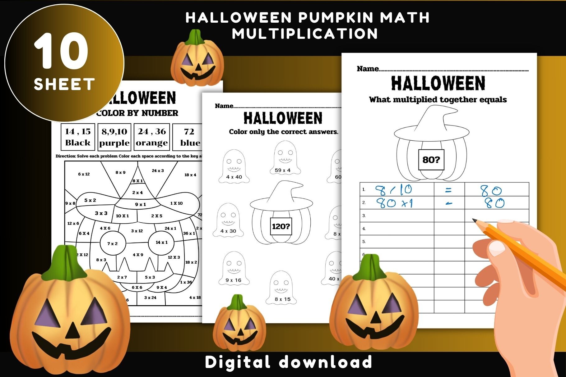 Halloween Pumpkin Math Multiplication Graphic by Pepeach · Creative Fabrica