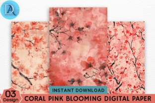 Coral Pink Blooming Digital Paper Graphic by Digital_Art12 · Creative ...