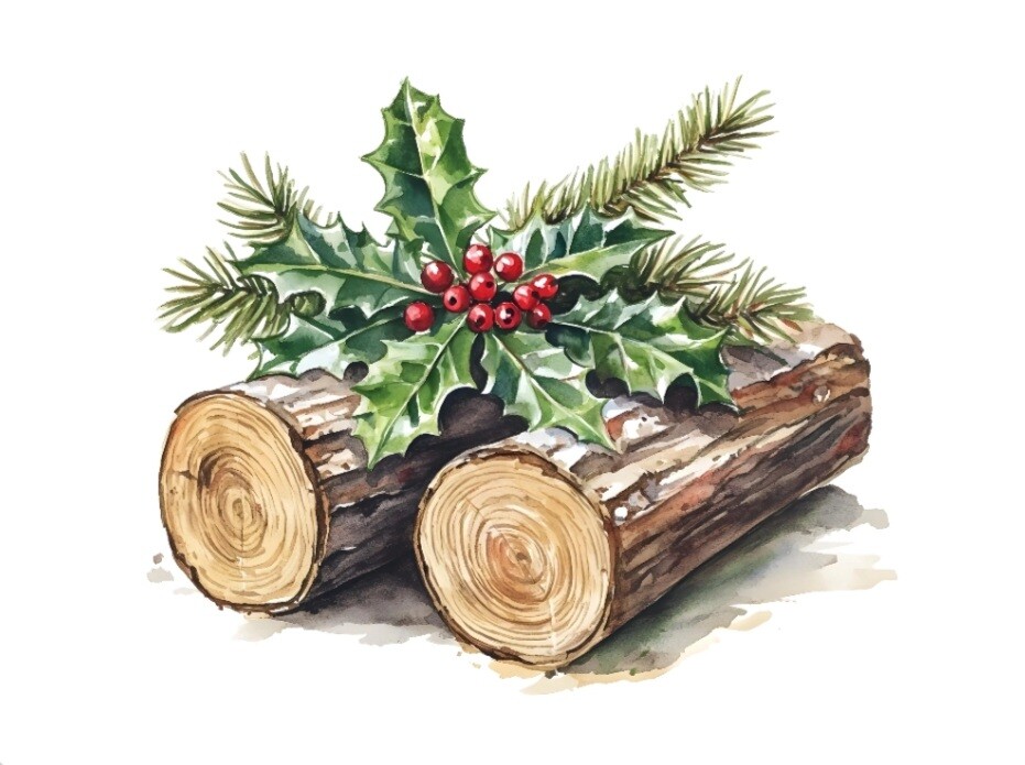 10 Holly Mistletoe Pine Wood Logs Art Graphic by Andreas Stumpf Designs ...