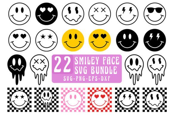 Smiley Face SVG Bundle, Groovy SVG, PNG Graphic by Atelier Design ...