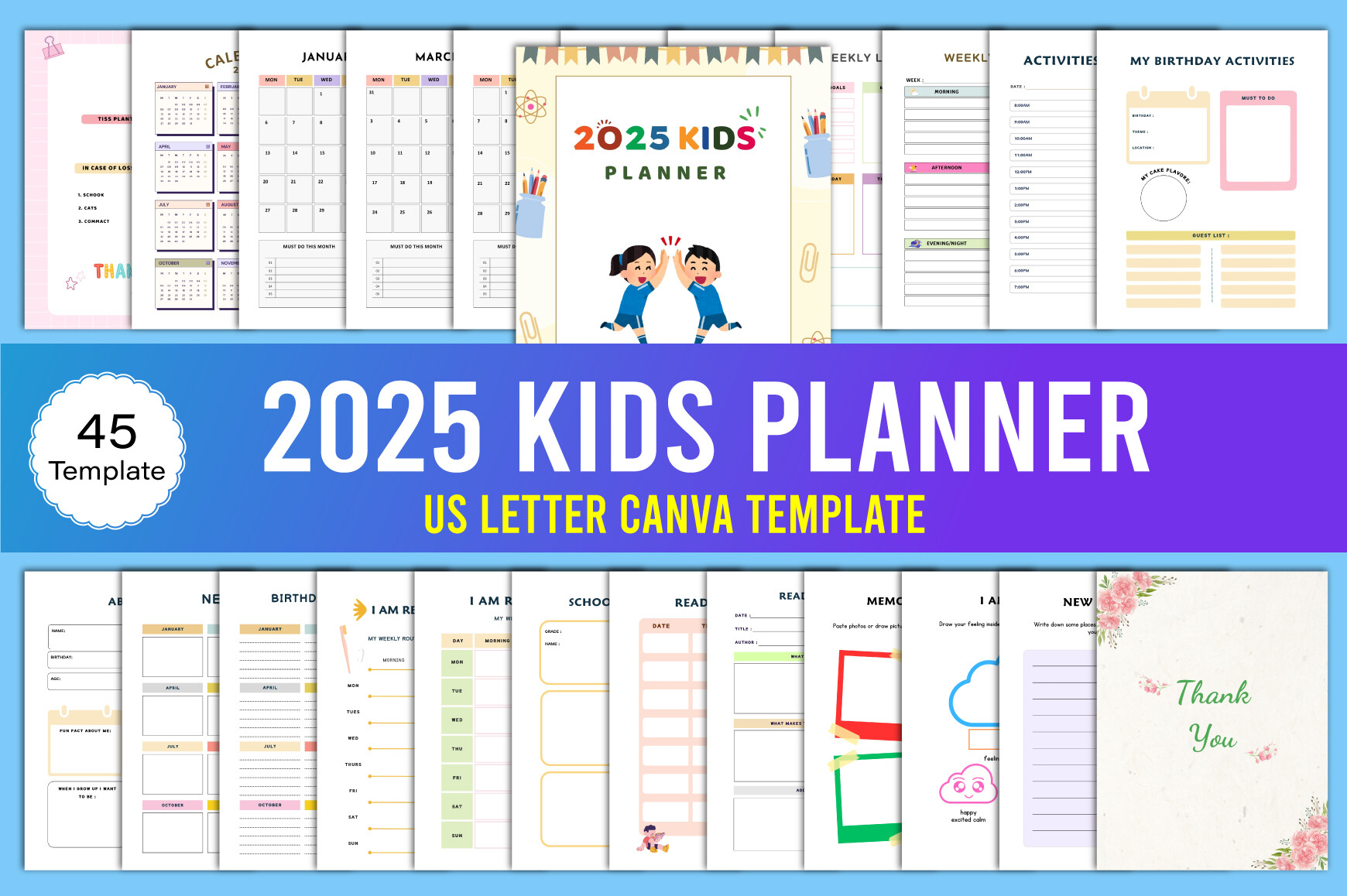 2025 Kids Planner Canva Interior Graphic by designmela01 · Creative Fabrica