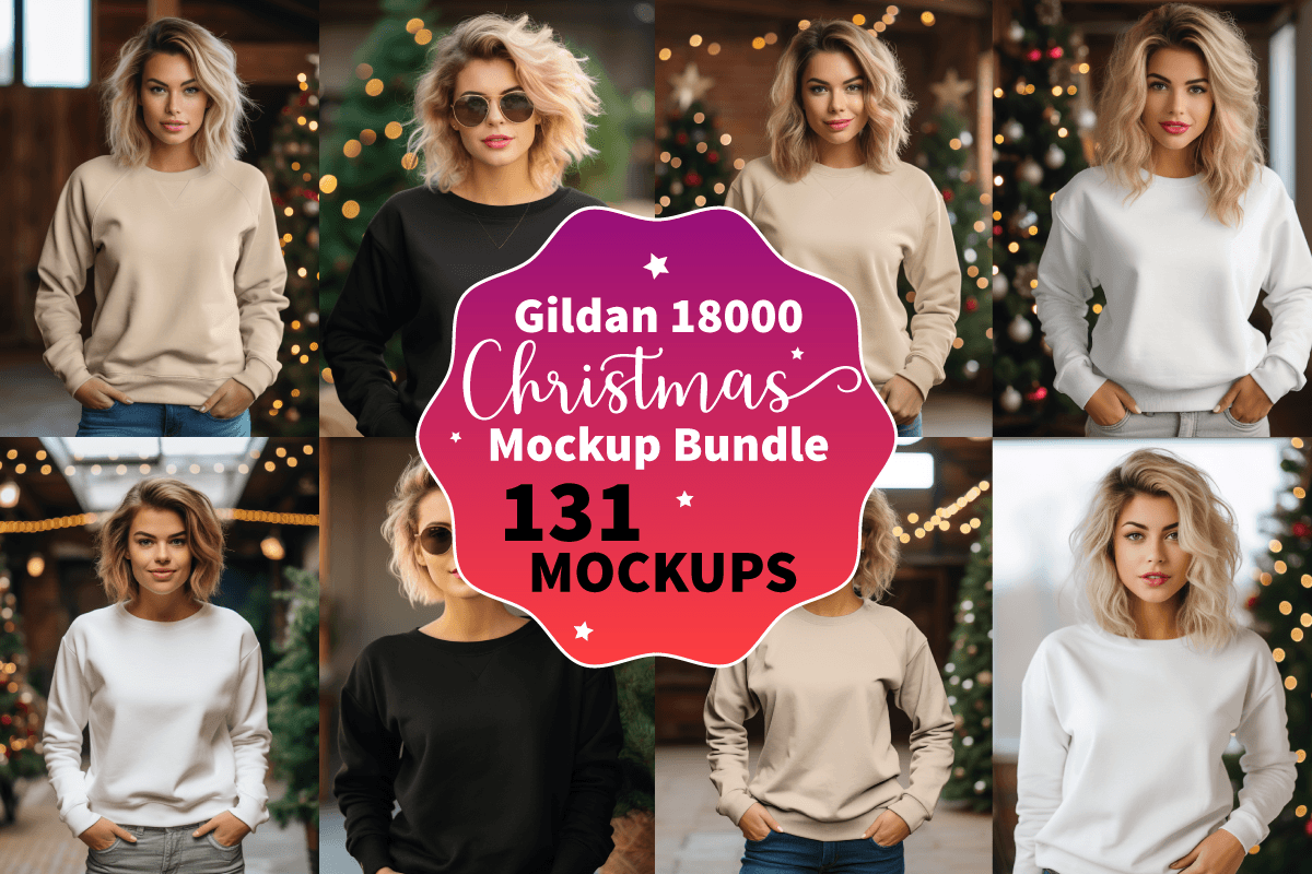 Gildan 18000 Christmas Mockup Bundle Bundle · Creative Fabrica