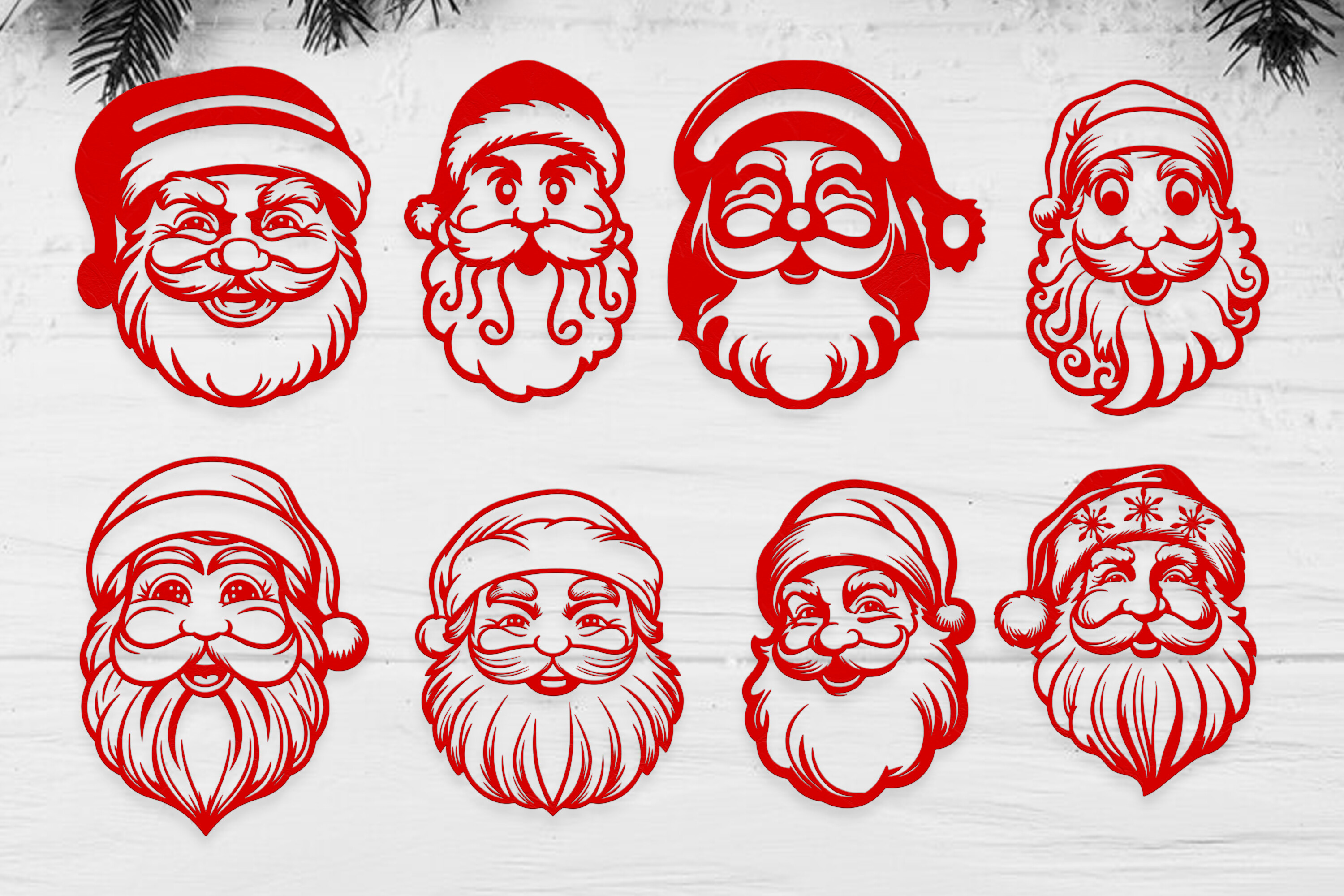 Lasercut Christmas Santa Face SVG Bundle · Creative Fabrica