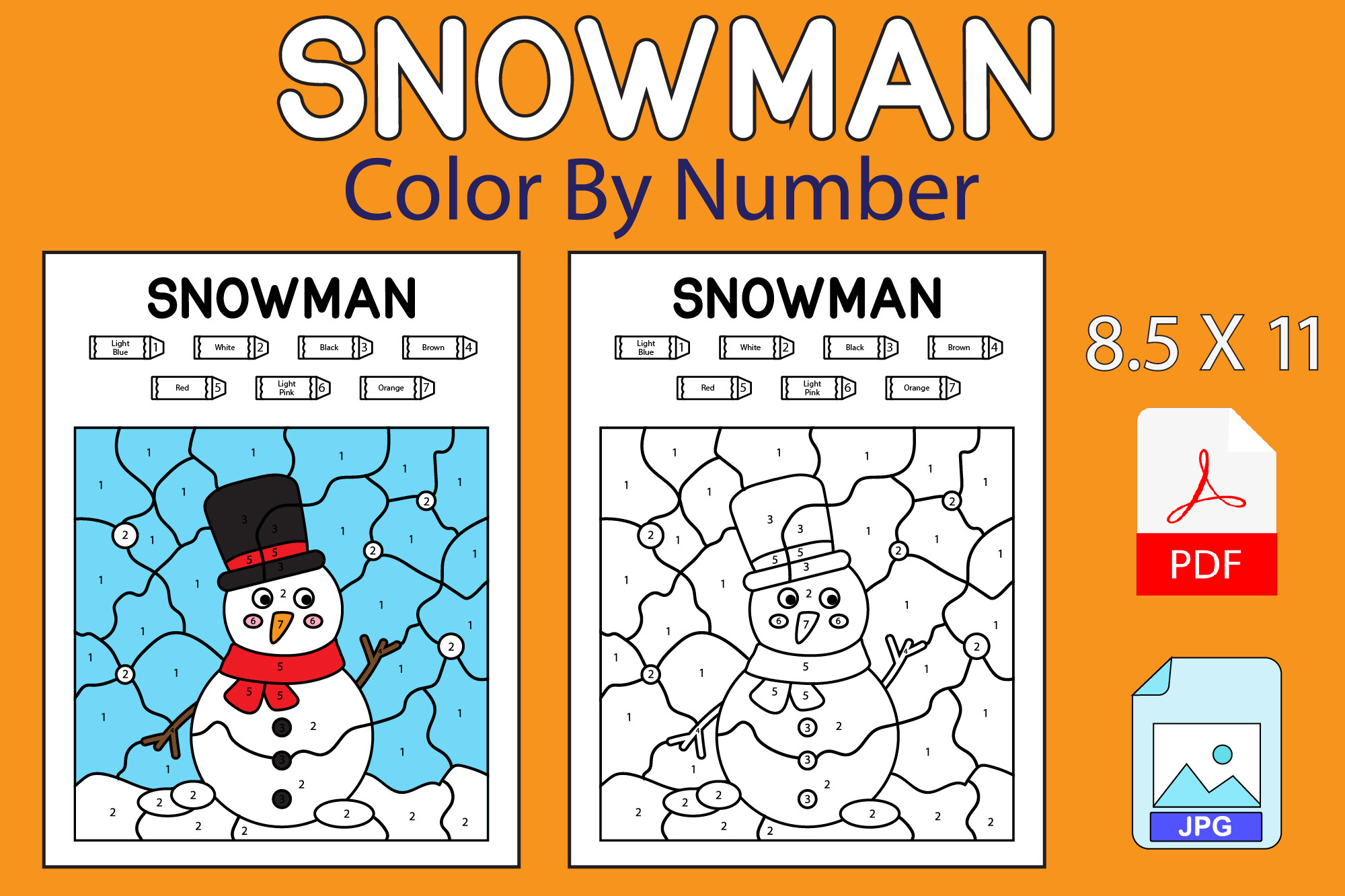 Snowman Color by Number: Winter Activity Graphic by MOBAAMAL · Creative ...