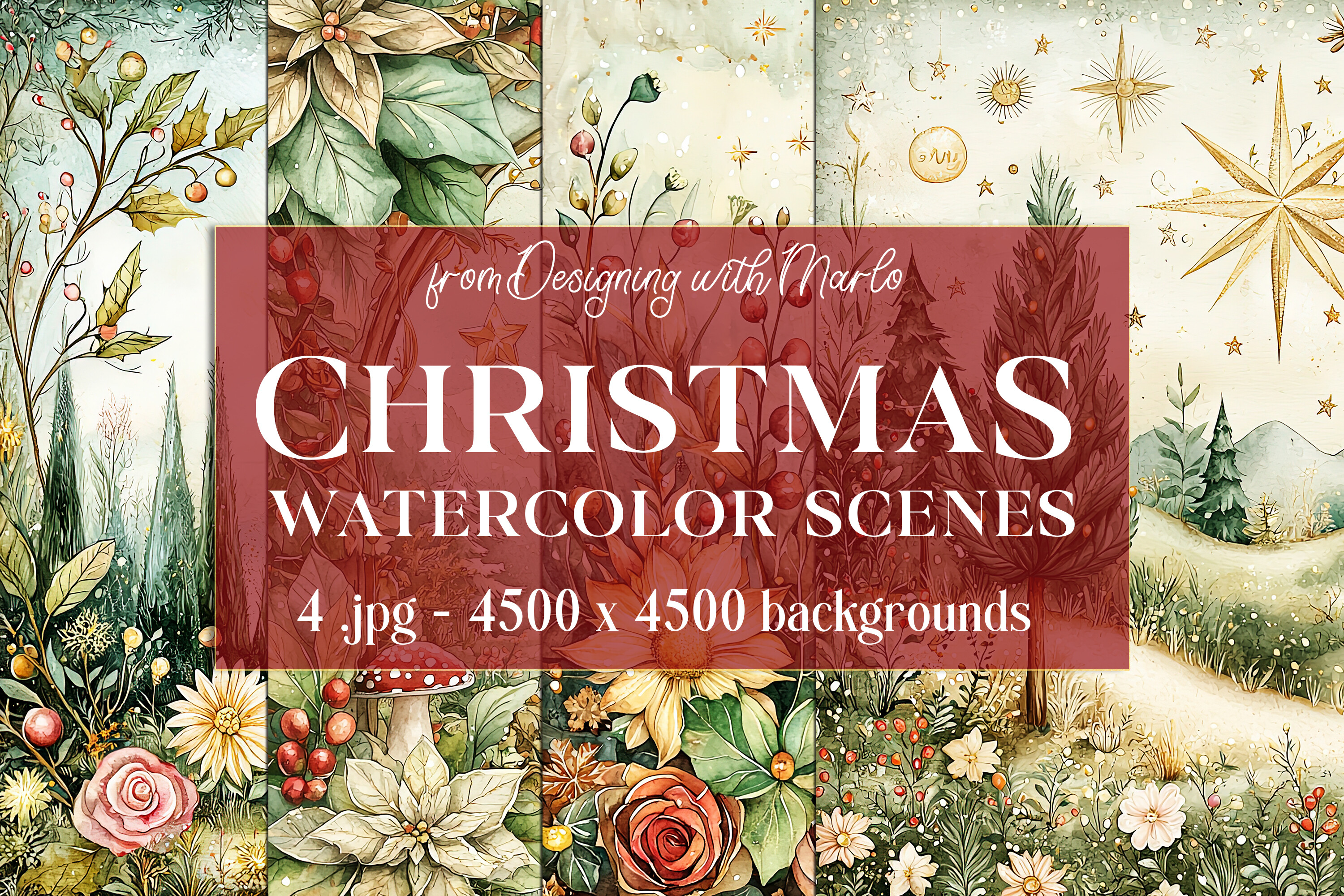 Christmas Scenes Backgrounds, Set 33 Graphic by Designing with Marlo ...