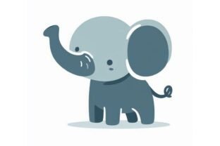 🐘 Small Elephant with a Raised Trunk, I Illustration par LINEART3 ...
