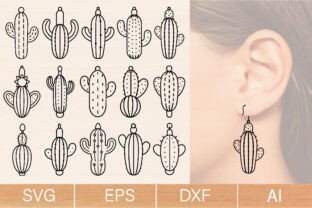 Cactus Earrings Laser Cut SVG Bundle Graphic by digitalbrightcreations ...