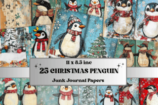 Christmas Penguin Junk Journal Paper Graphic by giraffecreativestudio ...