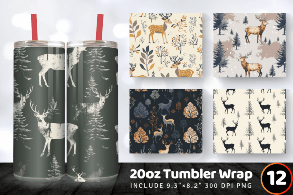 Forest Deer Tumbler Wrap Graphic by CraftyCakes · Creative Fabrica