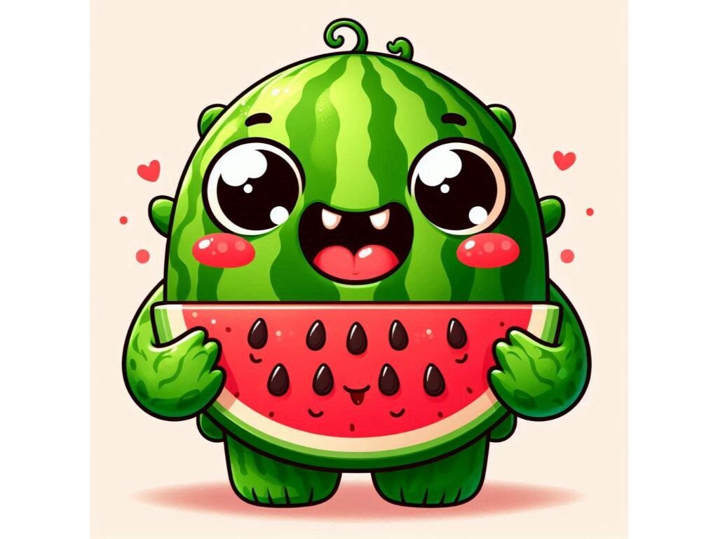 🍉 a Watermelon Baby Monster with Seed F Illustration par clipartguru ...
