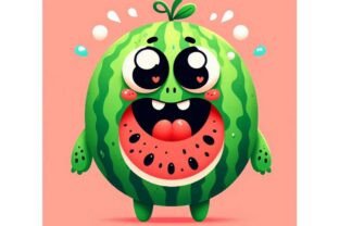 🍉 a Watermelon Baby Monster with Seed F Illustration par clipartguru ...