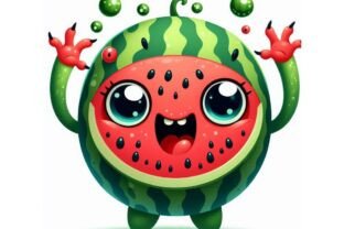 🍉 a Watermelon Baby Monster with Seed F Illustration par clipartguru ...
