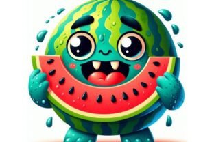 🍉 a Watermelon Baby Monster with Seed F Illustration par clipartguru ...