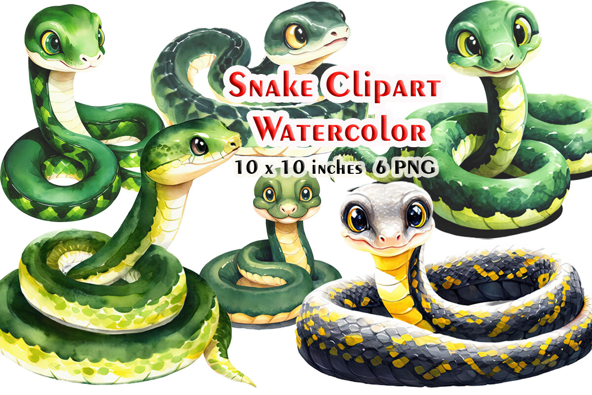 Snake Clipart, Watercolor PNG Graphic by Molla-Art · Creative Fabrica