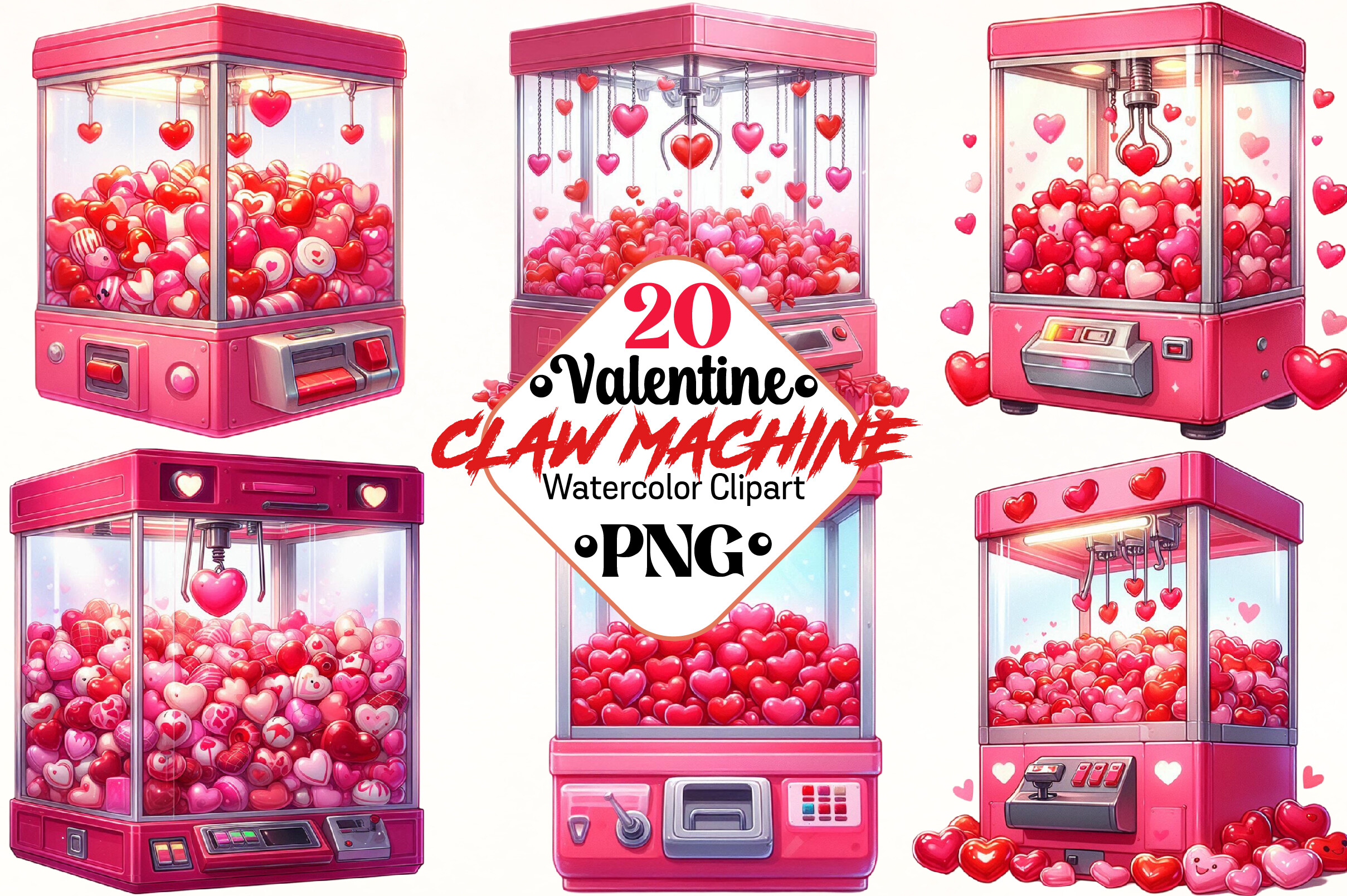 Claw Machine Valentine Clipart Graphic by vintage.artist · Creative Fabrica
