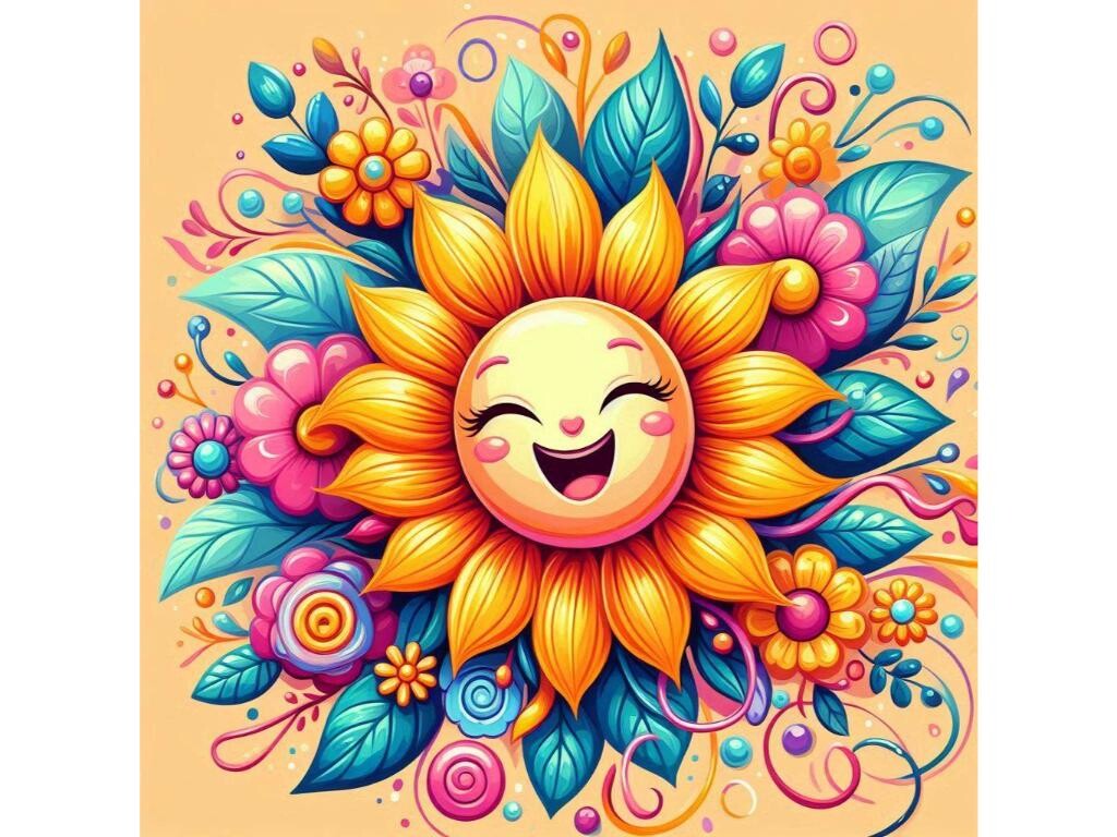 🌻 Acrylic Art of Vibrant Happiness Illustration par clipartguru ...