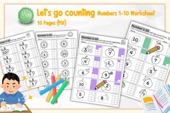 Counting Practice Worksheets Graphic by maypanalug · Creative Fabrica