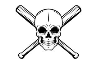 Skull Baseball Crossed Bats Svg Graphic by svgvectormonster · Creative ...