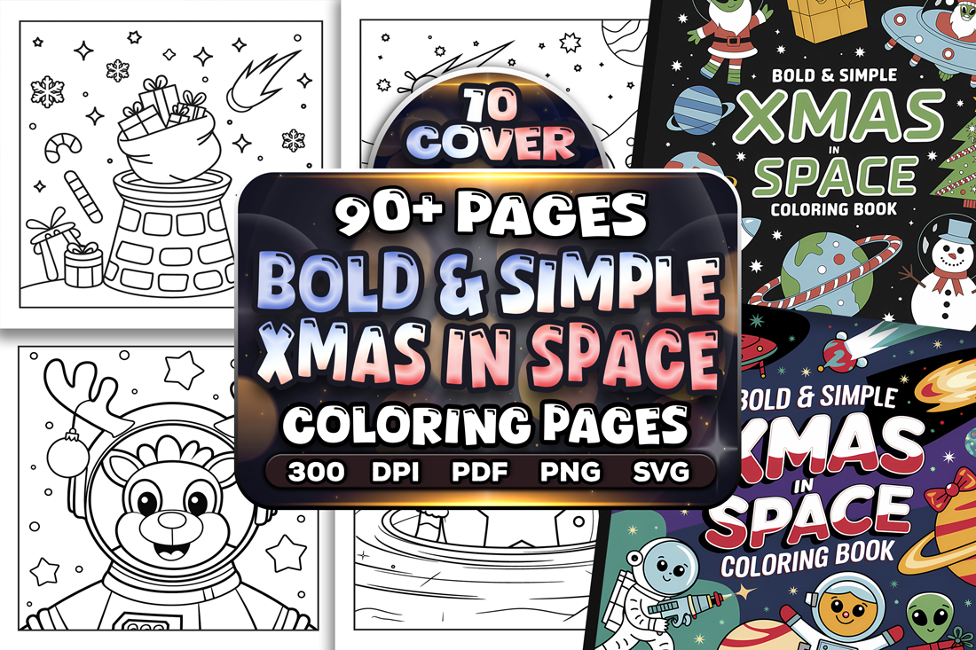 90+ Easy Xmas in Space Coloring Pages Graphic by Craftsbeefy · Creative ...