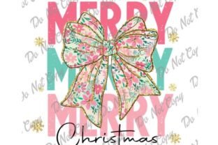 Merry Merry Merry Christmas Preppy Bow P Graphic by DesignedByMLE ...