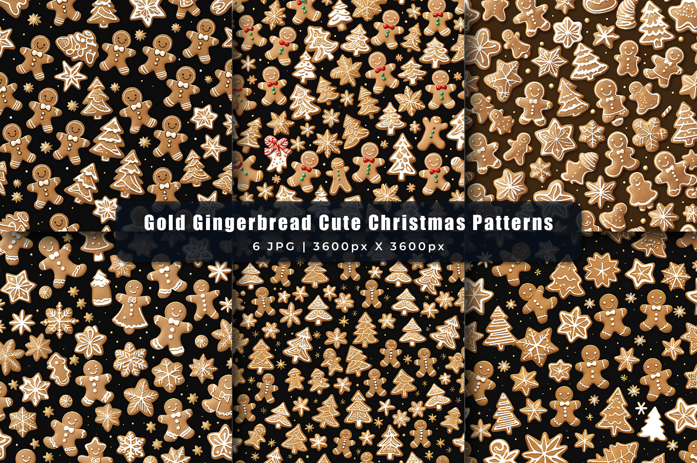 Gold Gingerbread Cute Christmas Patterns Graphic by srempire · Creative ...