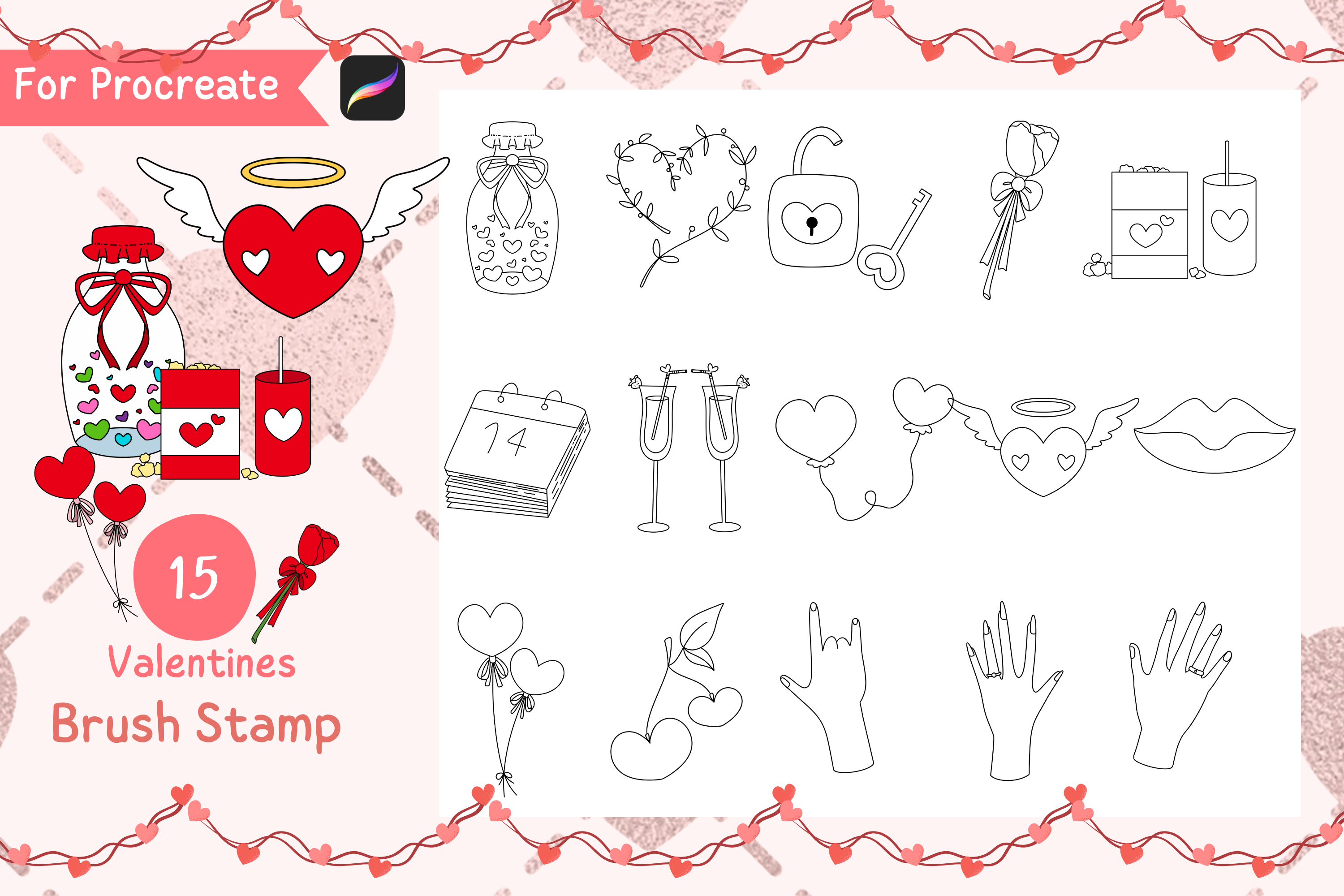 Procreate Brush Stamp Valentines Graphic by iJStudio · Creative Fabrica