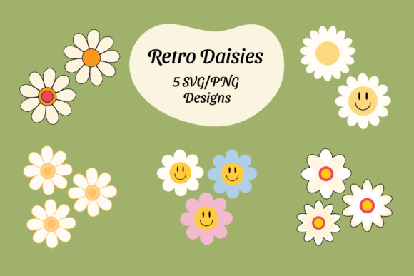 Retro Daisies Bundle Graphic by Vivid Visions · Creative Fabrica