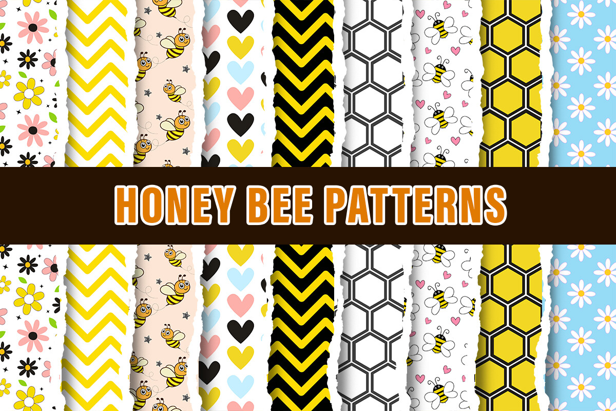 Honey Bee Digital Paper Patterns Graphic by PiXimCreator · Creative Fabrica