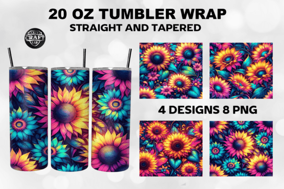 Neon Sunflowers Tumbler Wrap Sublimation Graphic by LazyCraftlab ...