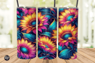 Neon Sunflowers Tumbler Wrap Sublimation Graphic by LazyCraftlab ...