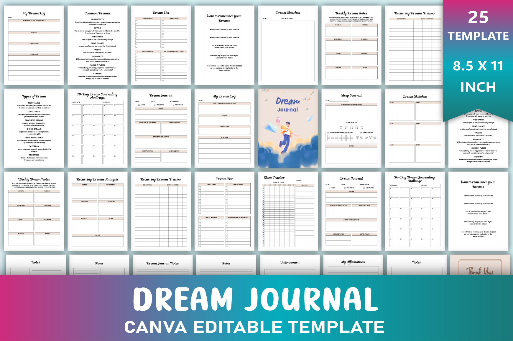 Editable Dream Journal Canva Template Graphic by KDP GALLERY · Creative ...