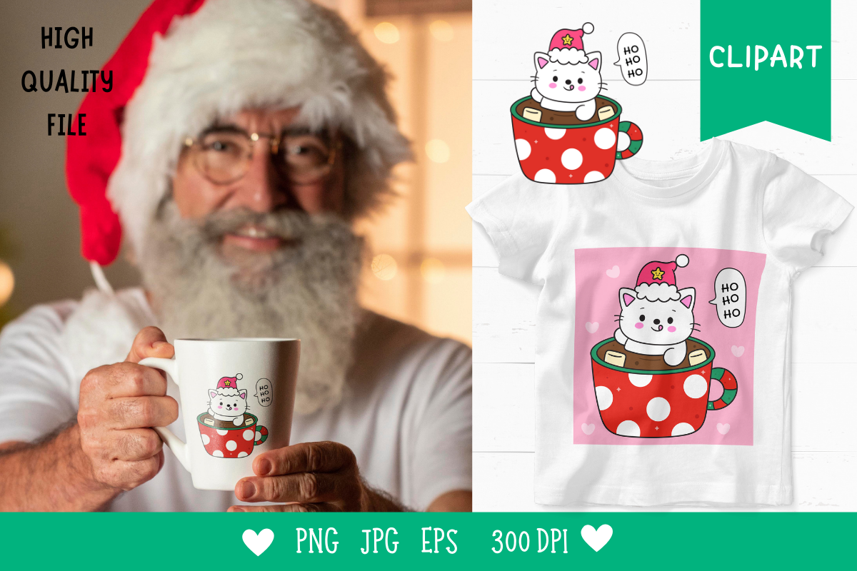 Christmas Cats Clipart in Festive Mug Graphic by vividdiy8 · Creative ...