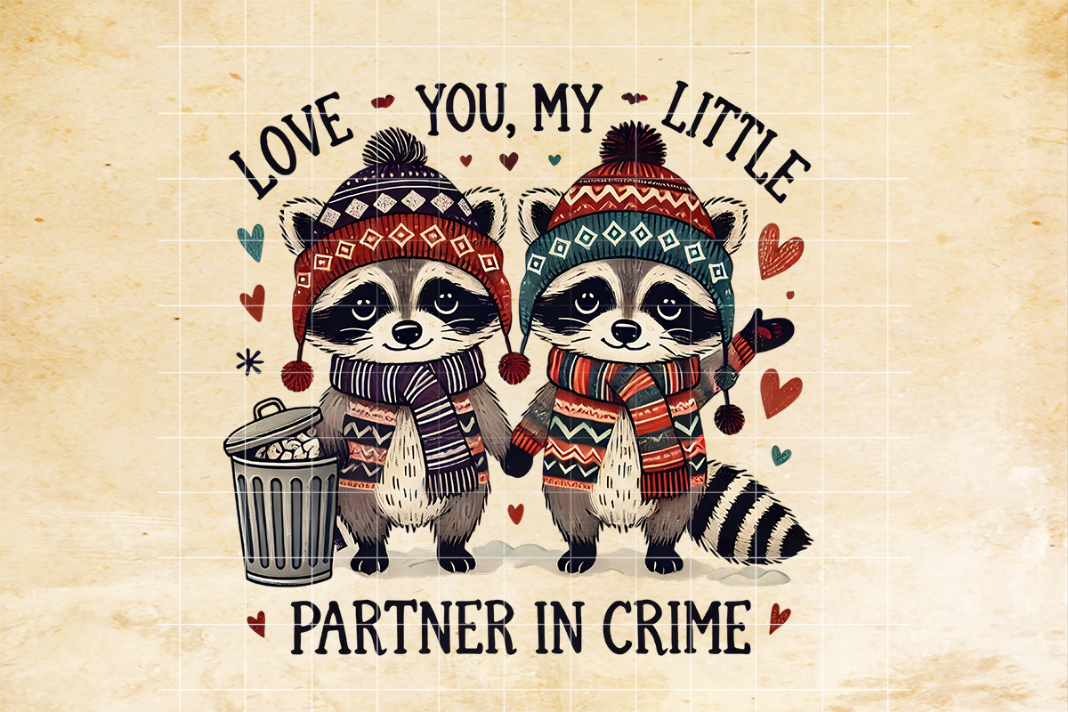 Partner in Crime Raccoons Graphic by PNKArt · Creative Fabrica