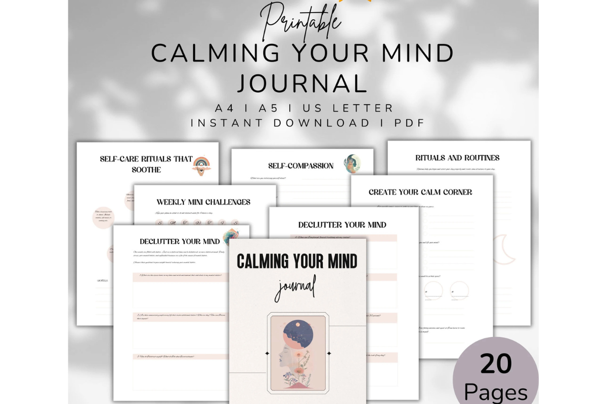 Printable Calming Your Mind Journal Graphic by LaxMuni · Creative Fabrica