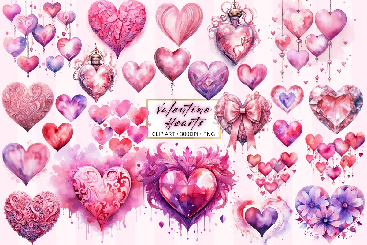 Valentines Hearts Love ClipArt Bundle Graphic by LindicaArt · Creative ...