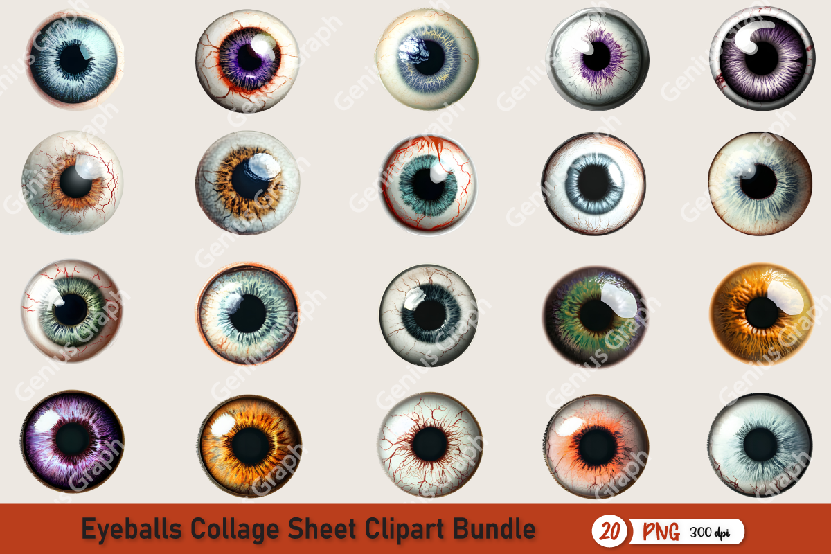 Eyeballs Collage Sheet Clipart Bundle Graphic by Genius Graph ...