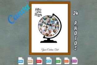 Globe Photo Collage Canva Frame Graphic by Digital Neverland · Creative ...