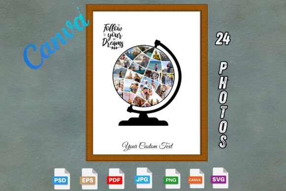 Globe Photo Collage Canva Frame Graphic by Digital Neverland · Creative ...