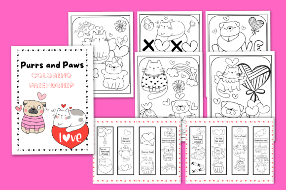 Dog Cat Kawaii Coloring Pages Bookmarks Graphic by melissadaenzer50 ...