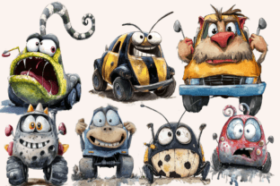 Caricature Monster Cars Graphic by DogSassy Designs · Creative Fabrica