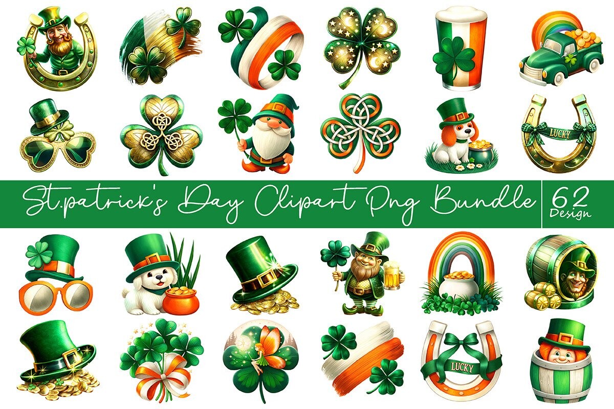 St. Patrick's Day Clipart PNG Bundle Bundle · Creative Fabrica