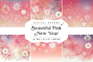 Beautiful Pink New Year Backgrounds Graphic by Finiolla Design ...