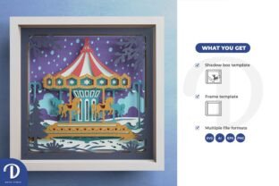 Winter Carousel 3D Shadow Box - Carousel · Creative Fabrica